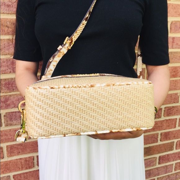 Michael Kors | Bags | Michael Kors Straw Kenly Camera Crossbody Bag ...